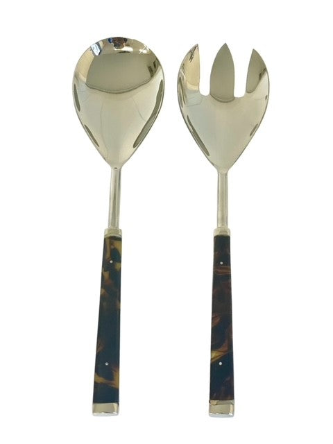 35B - TORTOISE SHELL AND STEEL SERVERS SET – Flair Gifts and Home